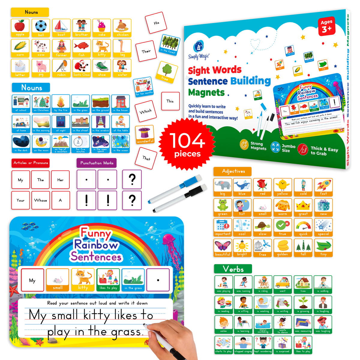 Fun Sentence Building Magnets Kit - Sentence Builder Activities Game ...