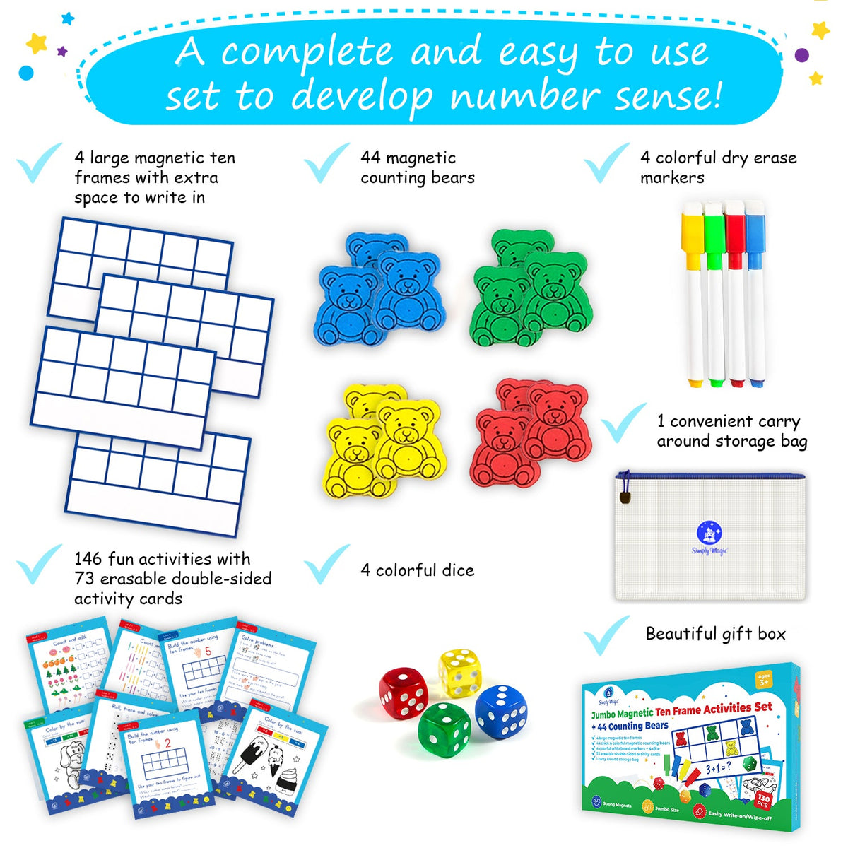 Jumbo Magnetic Ten Frames with Bears Math Set – Fun Math Activities ...