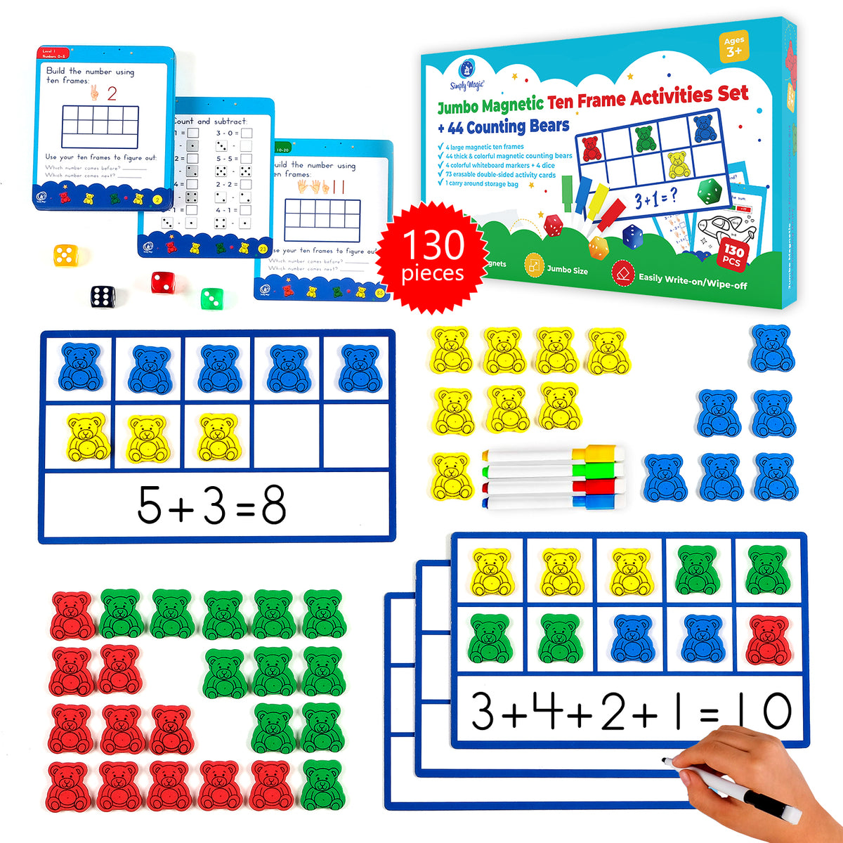 Jumbo Magnetic Ten Frames with Bears Math Set – Fun Math Activities ...