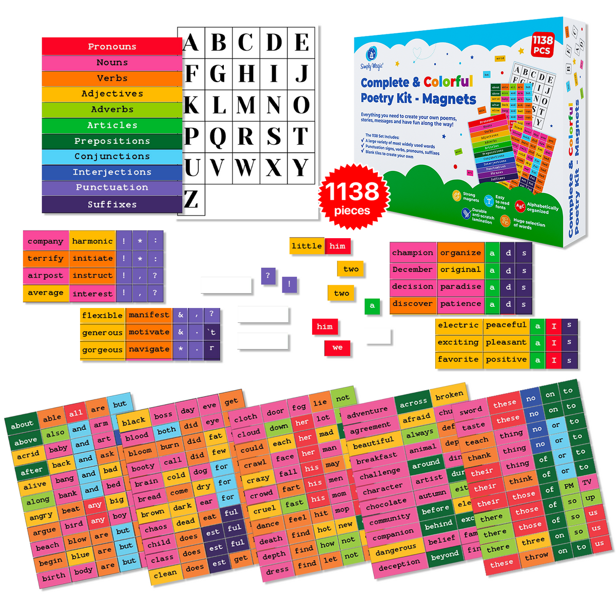 Magnet Poems & Sentence Building Tiles – Word Magnets for Fridge ...