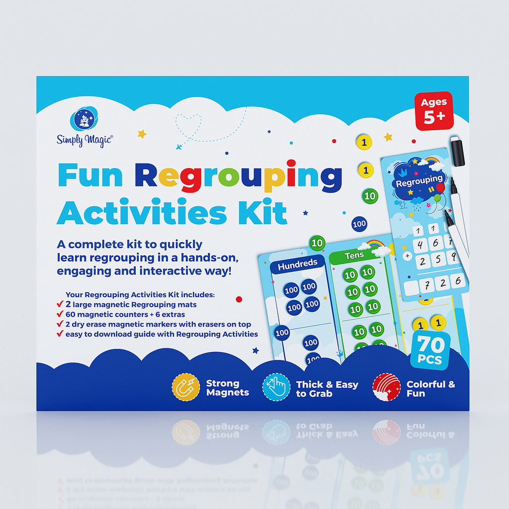 Magnetic Place Value Mat & Regrouping Kit - 70 PCS for Math – Simply Magic