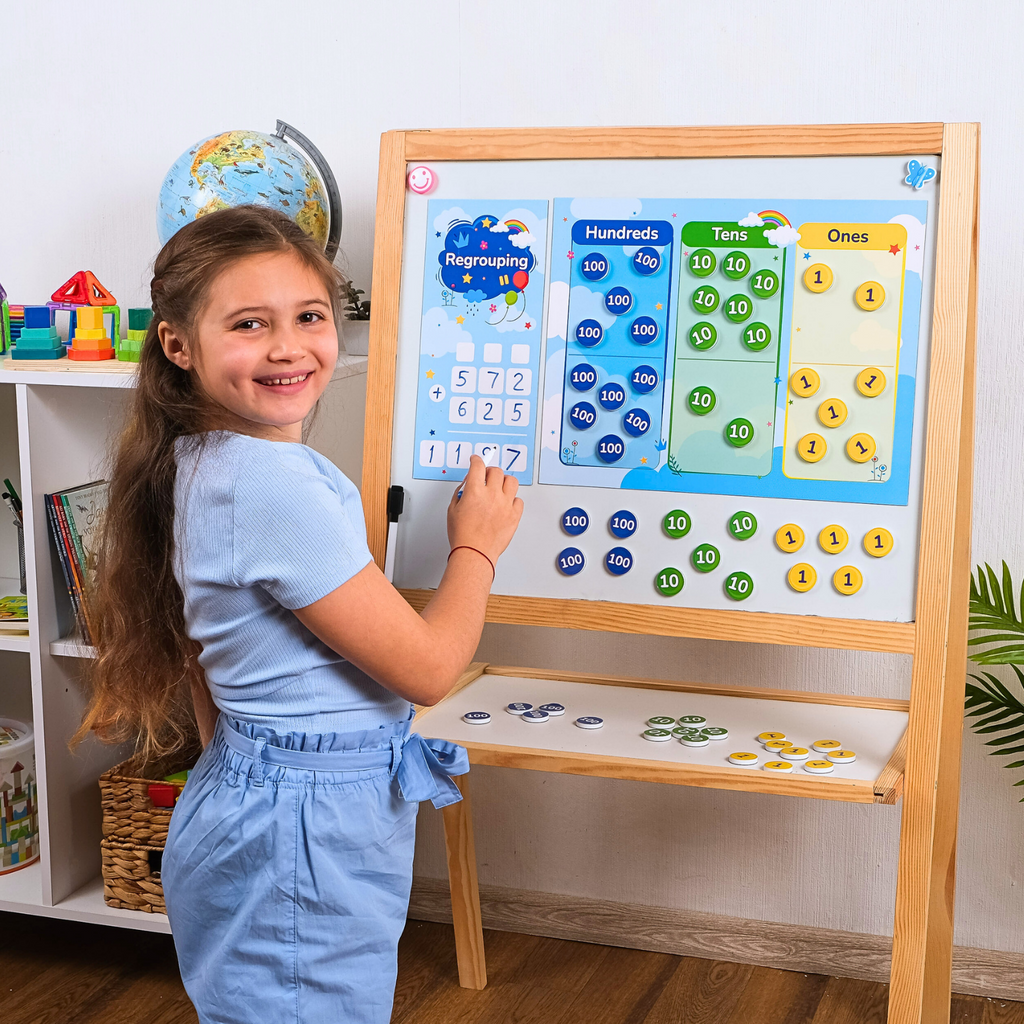 Magnetic Place Value Mat & Regrouping Kit - 70 PCS for Math – Simply Magic