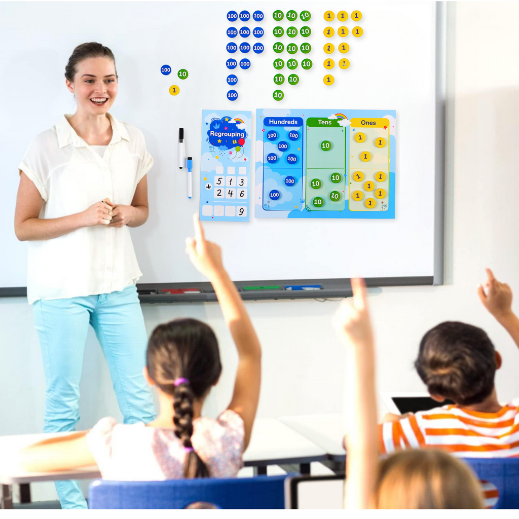 Magnetic Place Value Mat & Regrouping Kit - 70 PCS for Math – Simply Magic