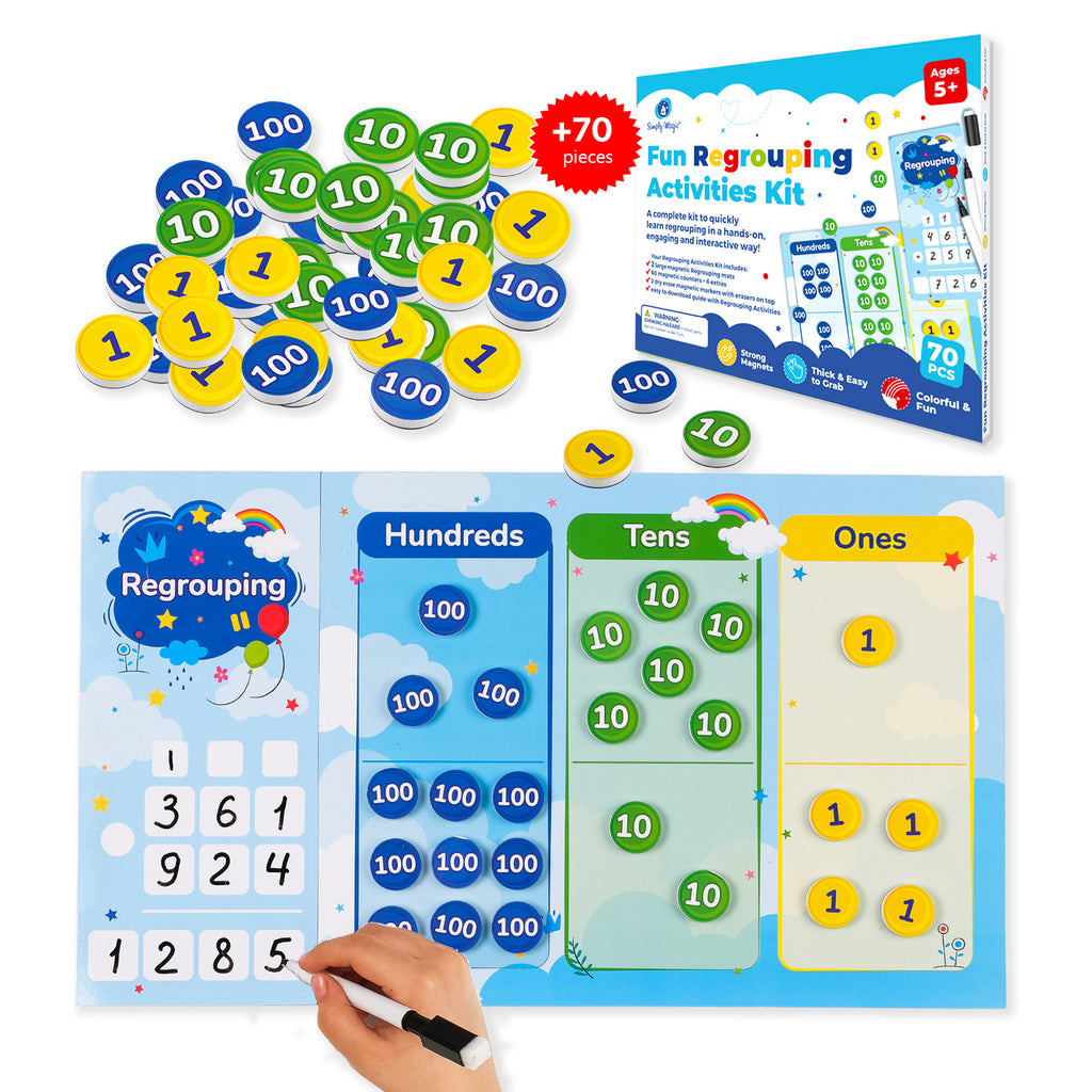 Magnetic Place Value Mat & Regrouping Kit - 70 PCS for Math – Simply Magic