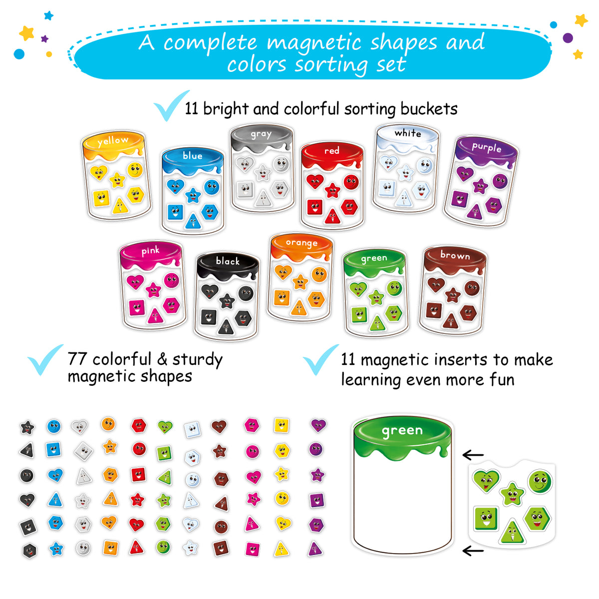 Magnetic Emotions & Shapes & Color Sorting Set - Teaching Colors ...