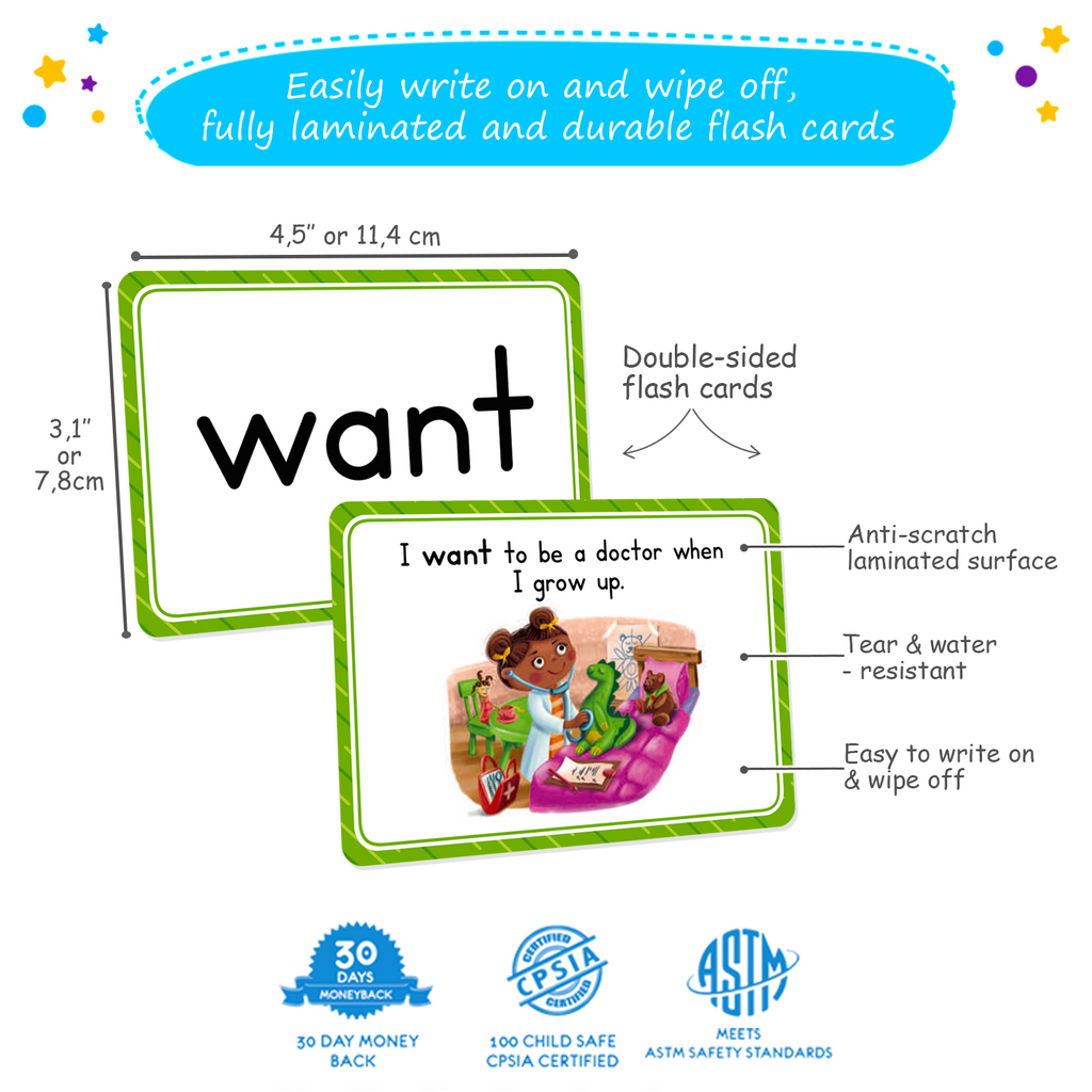 250 Sight Words Flash Cards for Kindergarten & 1st Grade – Fun, Picture ...