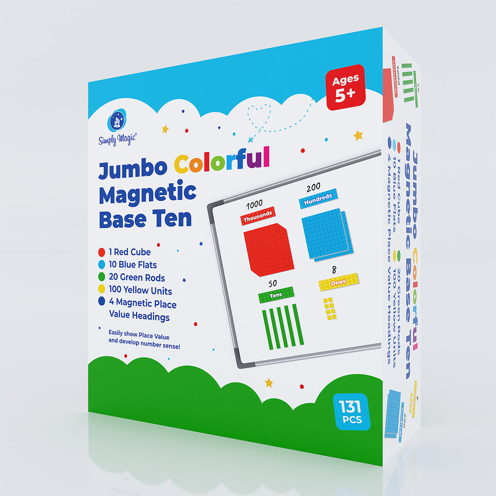 Colorful Magnetic Base Ten Blocks + Headings - 135 PCS Math Set ...