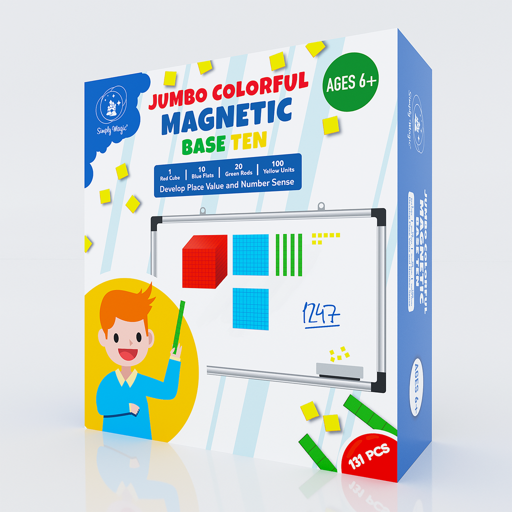 Jumbo Colorful Magnetic Base Ten Blocks for Math - 131 PCS Set – Simply ...